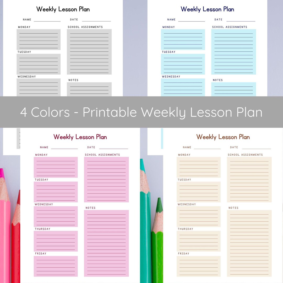 Printable Weekly Lesson Plan Template Teacher Lesson Plan Weekly ...