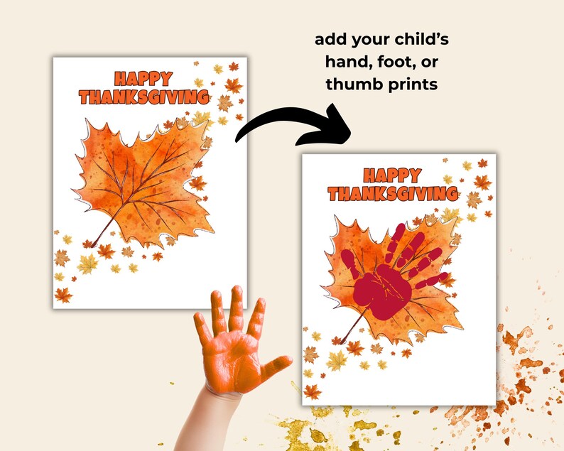 Thanksgiving Handprint Art, Fall Handprint Craft, Thanksgiving Card ...