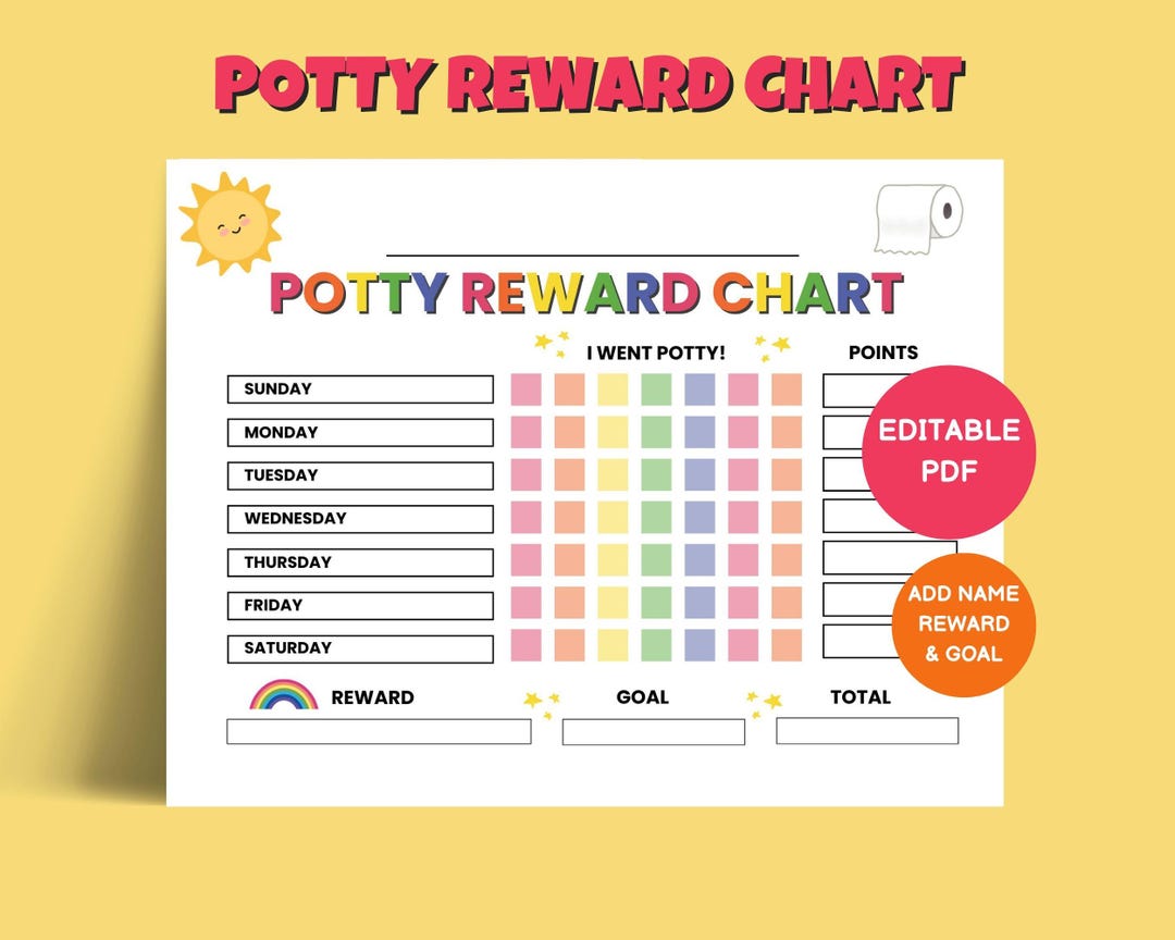 Potty Training Reward Chart for Toddlers Printable Potty Training ...
