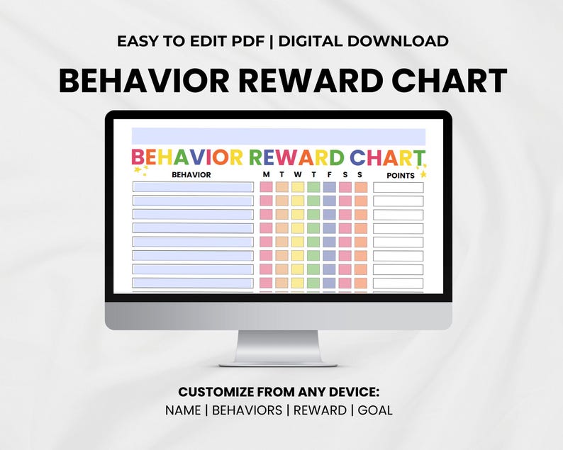 Behavior Reward Chart Tracker Routine Chart for Kids Star Sticker Chart ...