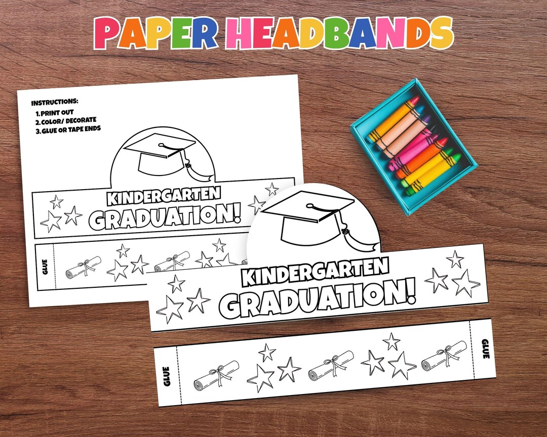 Kindergarten Graduation Paper Crown Headband Printable DIY Classroom ...