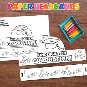 Kindergarten Graduation Paper Crown Headband Printable DIY Classroom ...