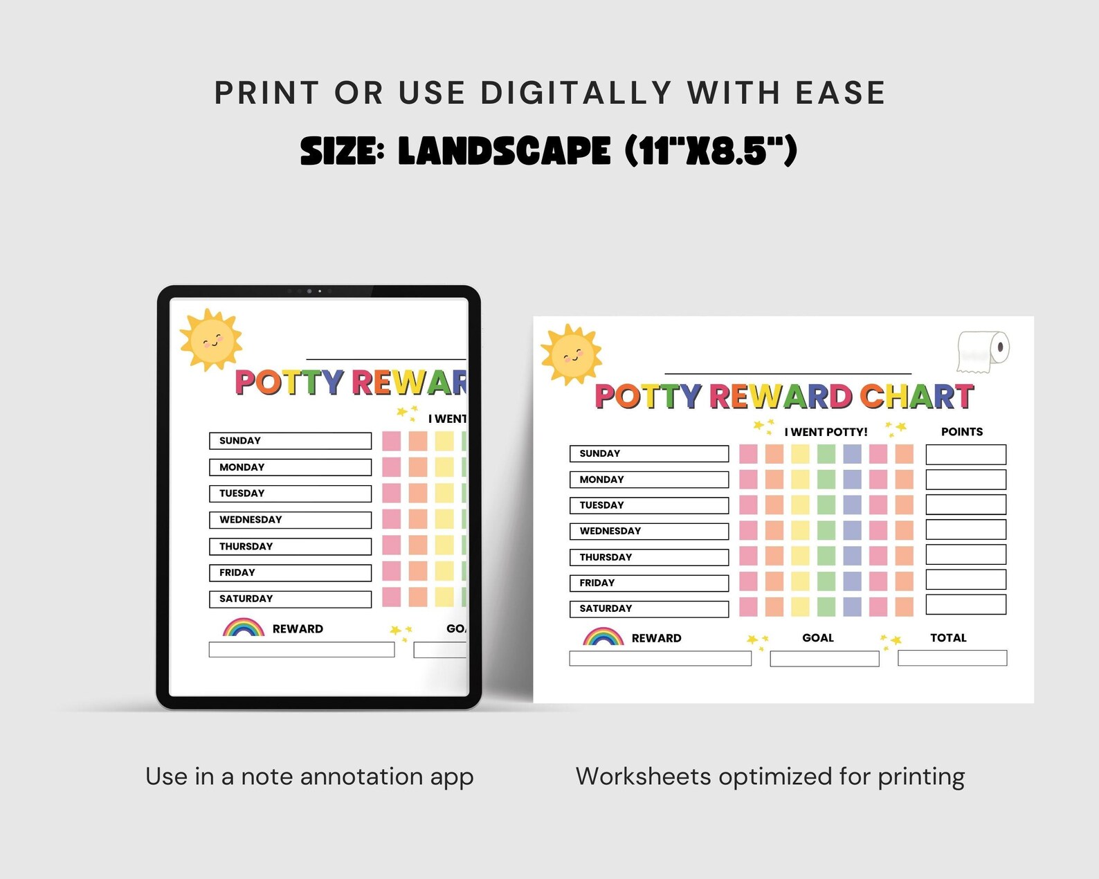 Potty Training Reward Chart for Toddlers Printable Potty Training ...