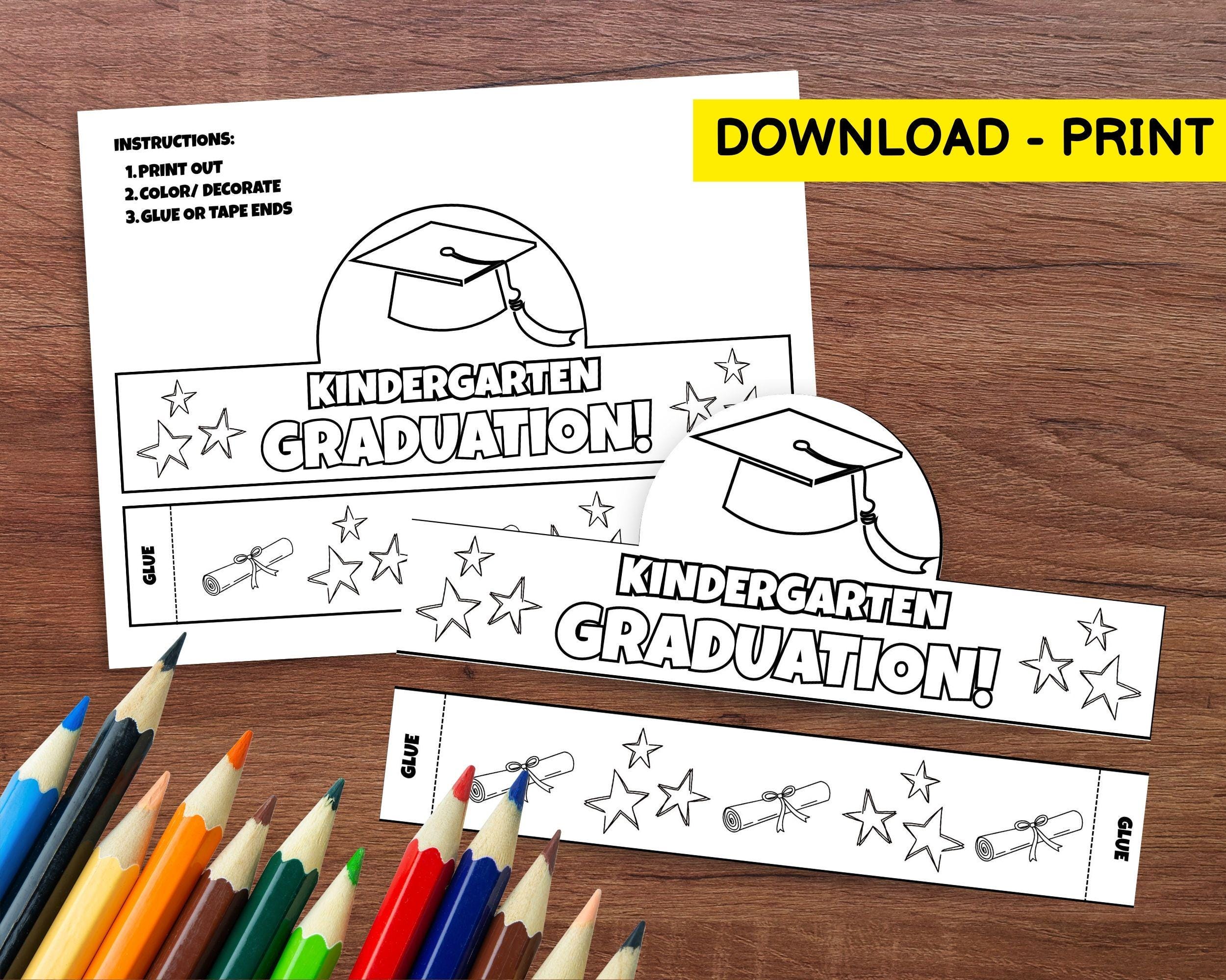 Kindergarten Graduation Paper Crown Headband Printable DIY Classroom ...