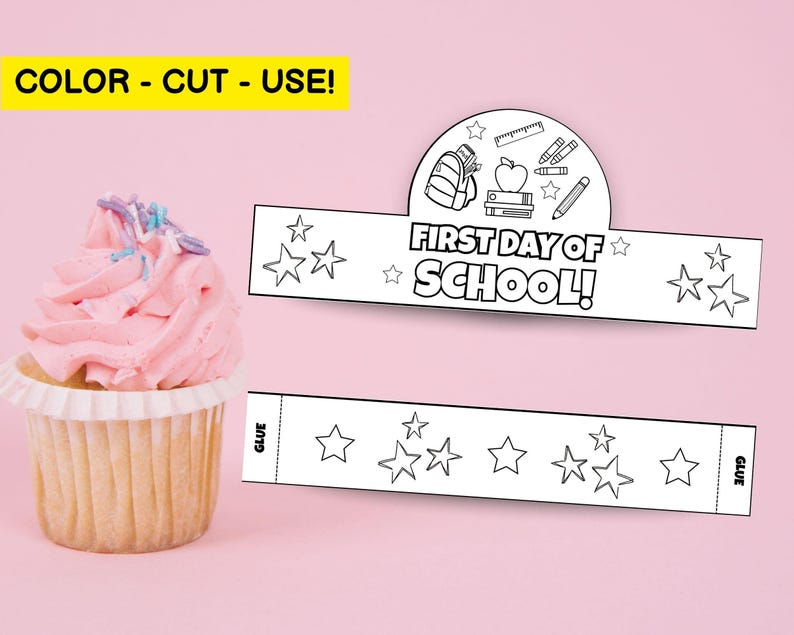 First Day of School Headband Paper Crown DIY Classroom Coloring Craft ...