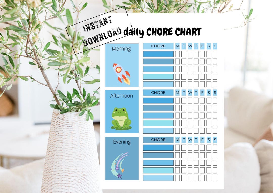 Editable Chore Chart Daily Chore Chart for Kids Printable Daily Chores ...