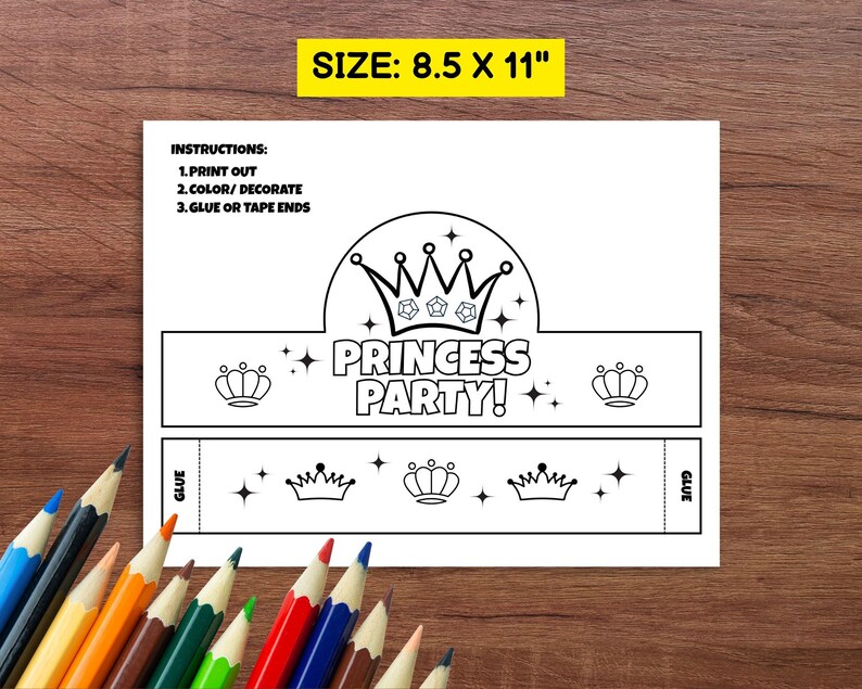 Princess Paper Crown Princess Birthday Party Craft Kids Party Crown ...