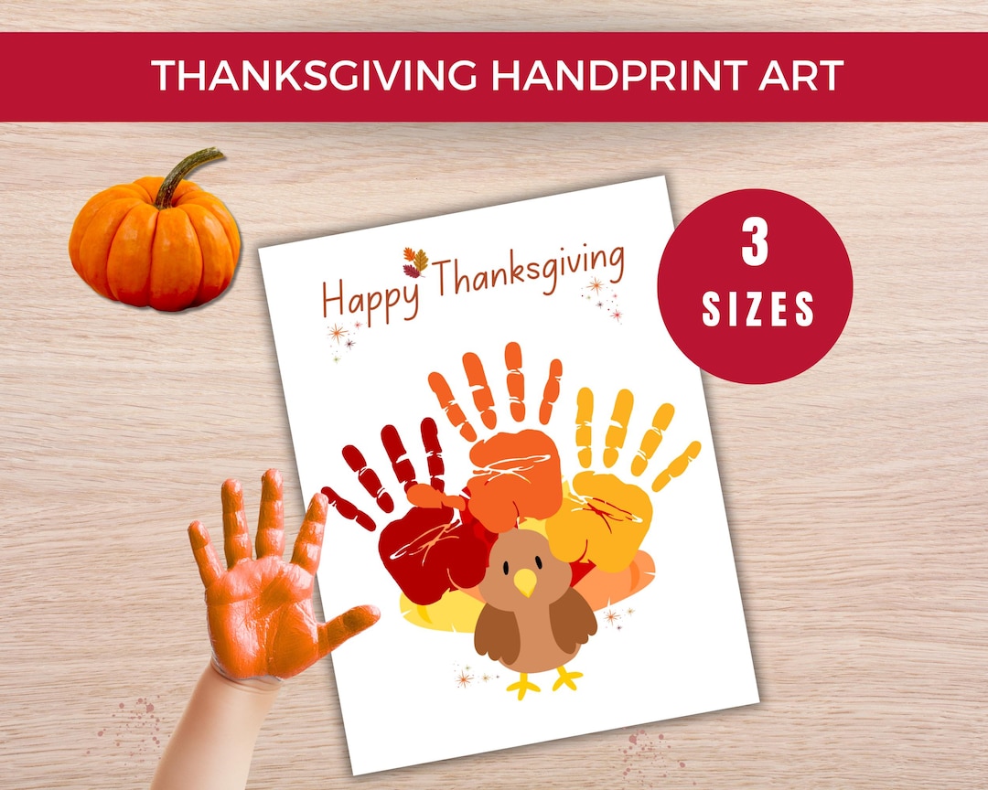 Thanksgiving Handprint Art, Fall Handprint Craft Art, Turkey Craft ...