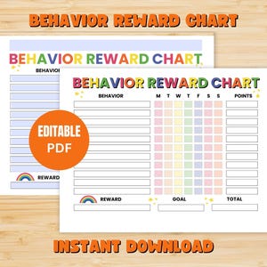 Behavior Reward Chart Tracker Routine Chart for Kids Star Sticker Chart ...