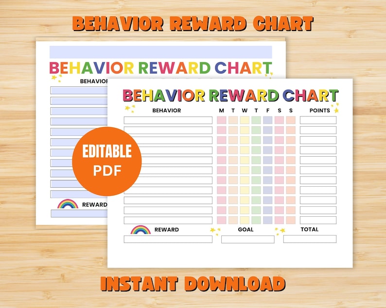 Behavior Reward Chart Tracker Routine Chart for Kids Star Sticker Chart ...