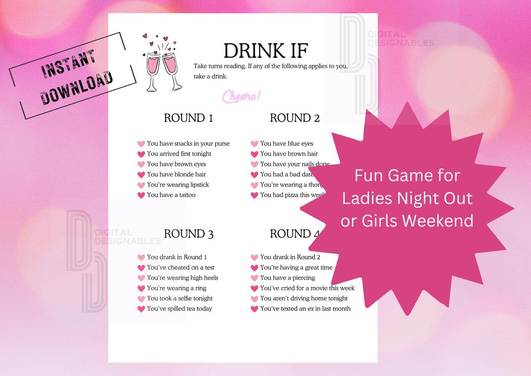 Ladies Night Games Girls Night Games Girls Weekend Bachelorette Game ...