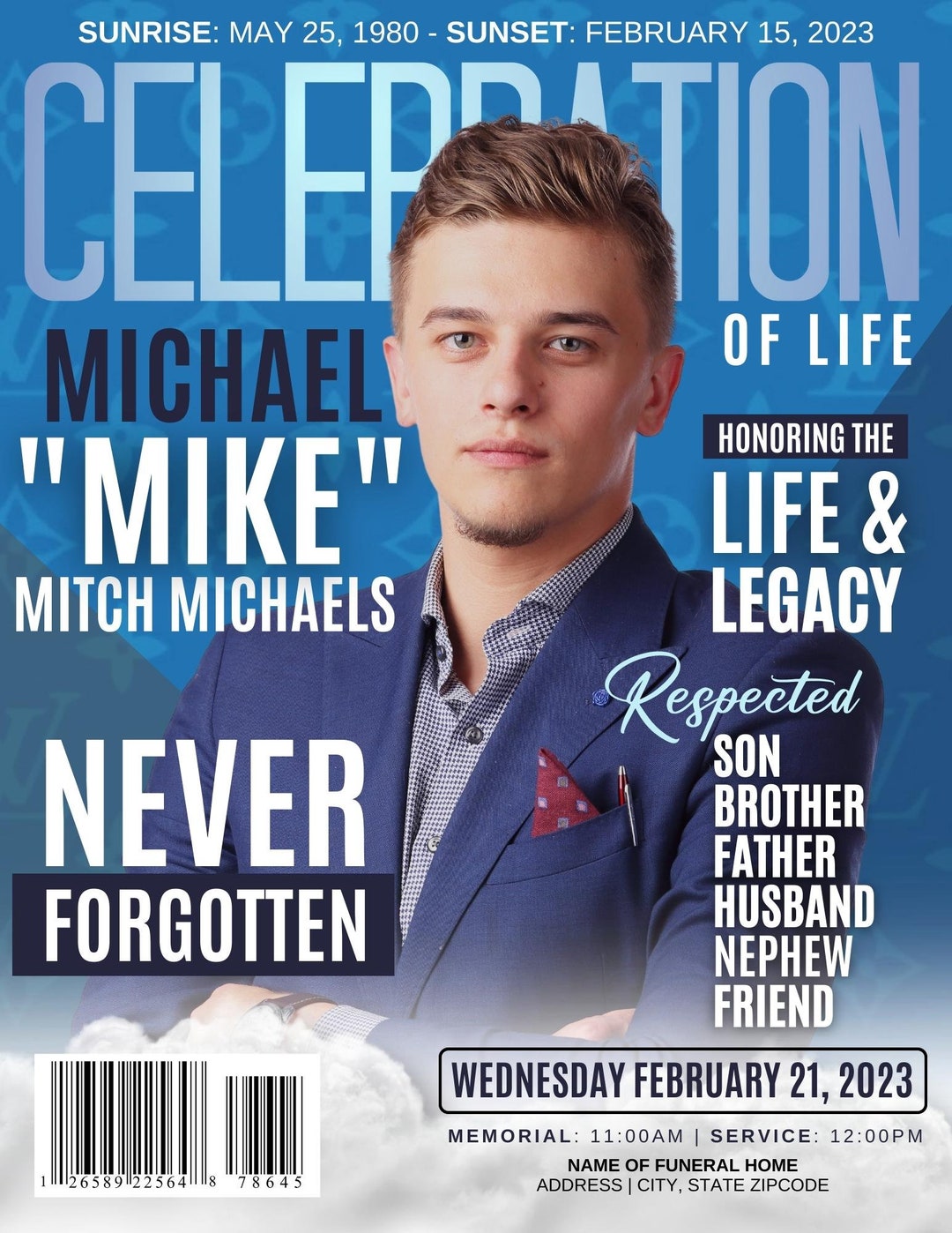 Magazine Style Funeral Program 17x11 8 Pages - Etsy