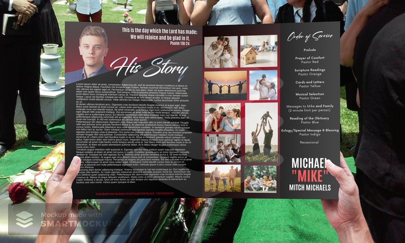 Magazine Style Funeral Program Template Red - Etsy
