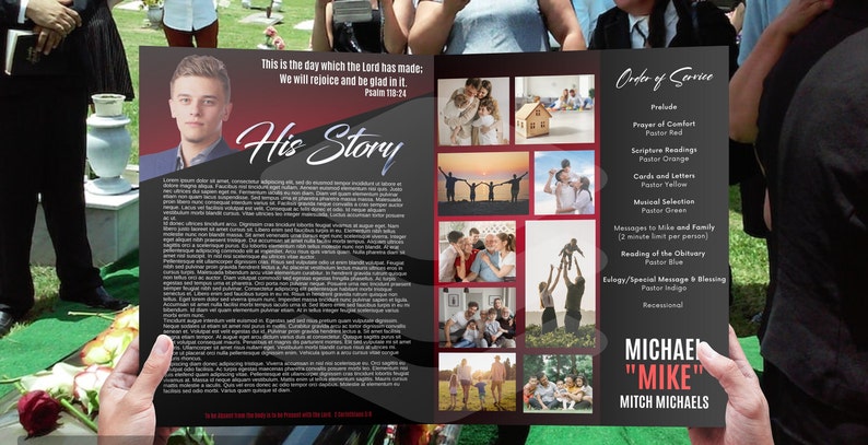 Magazine Style Funeral Program Template Red - Etsy