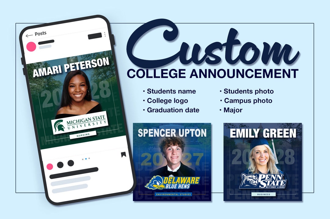 College Announcement (custom Digital) - Etsy