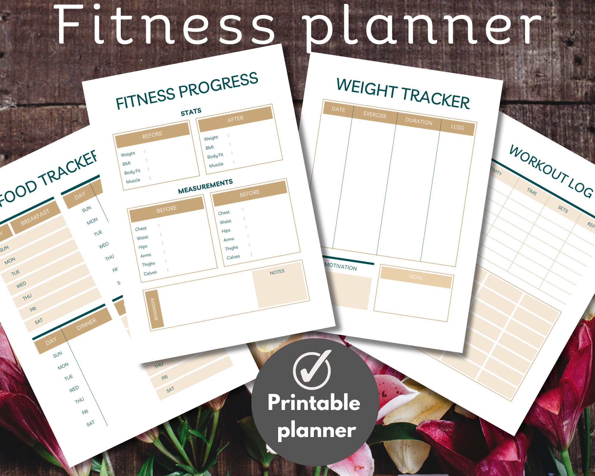Fitness Planner Printable Fitness Goal Planner Undated - Etsy
