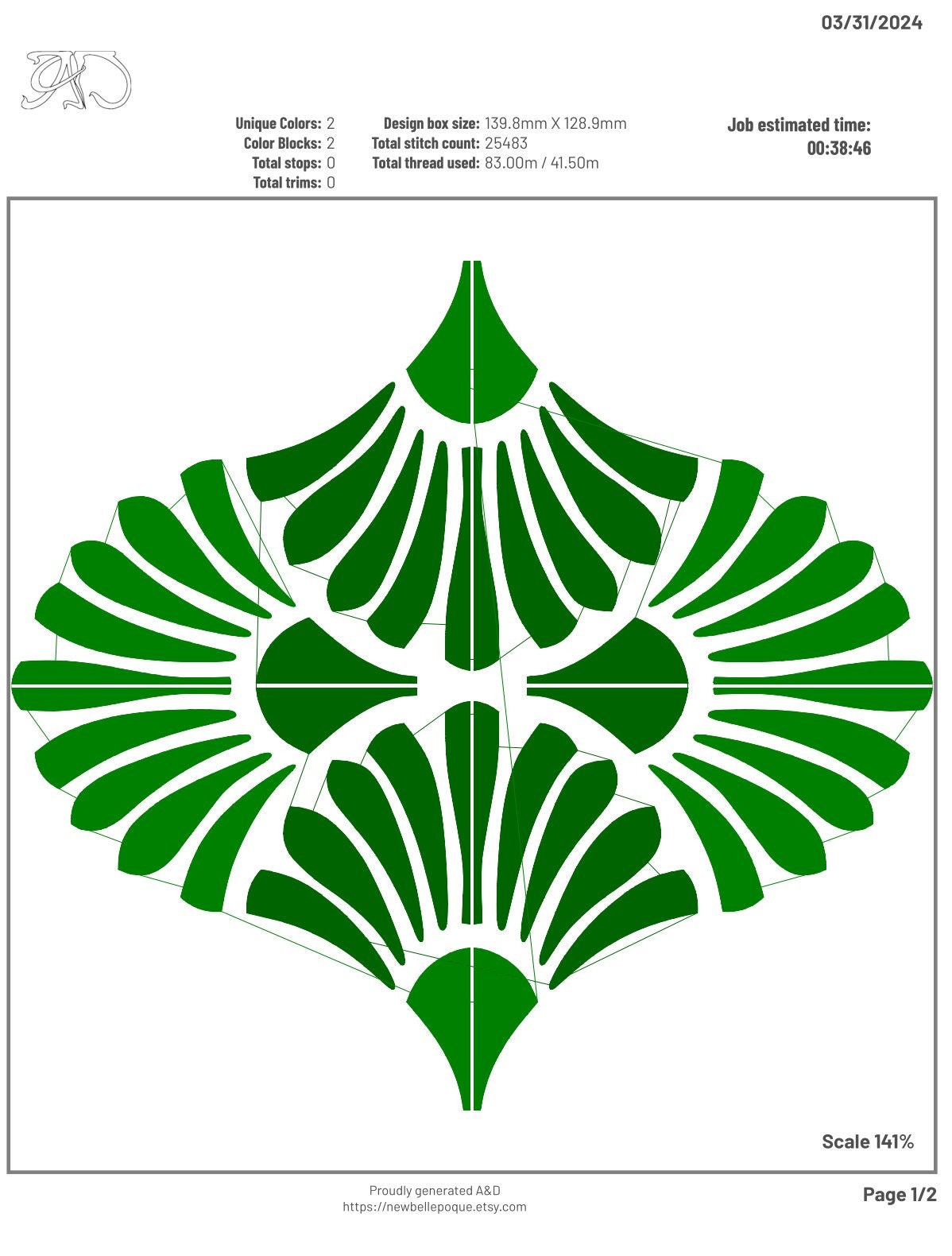 Art Deco Machine Embroidery Design #103, Machine Embroidery Files ...