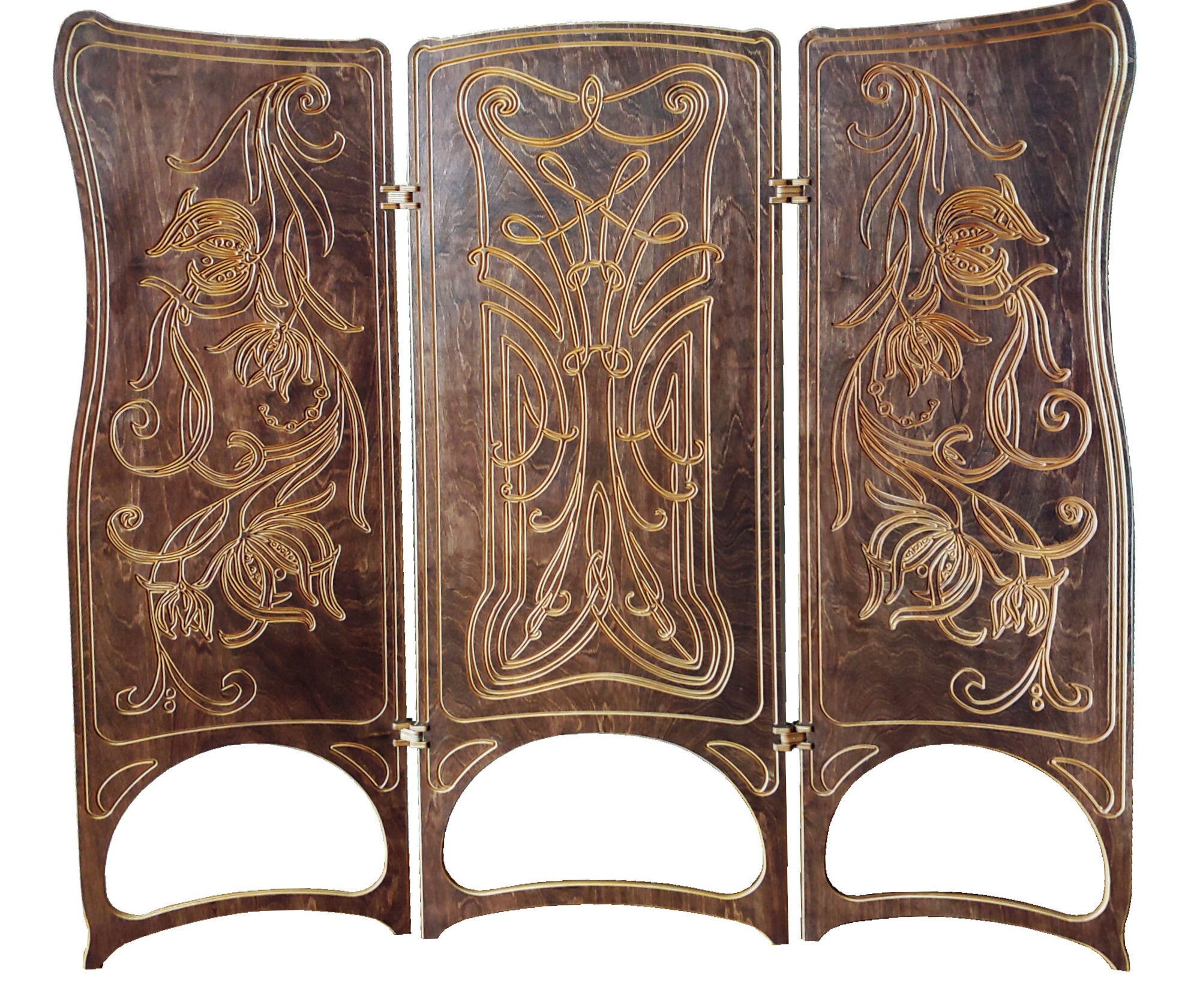 Art Nouveau Wood Folding Screen - Etsy
