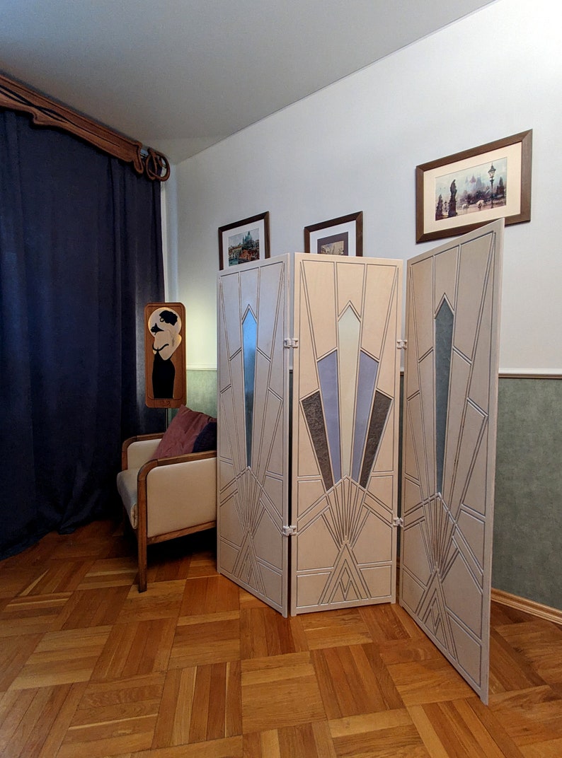 Art Deco Room Divider Folding Screen "snow Queen" (snedronningen) - Etsy