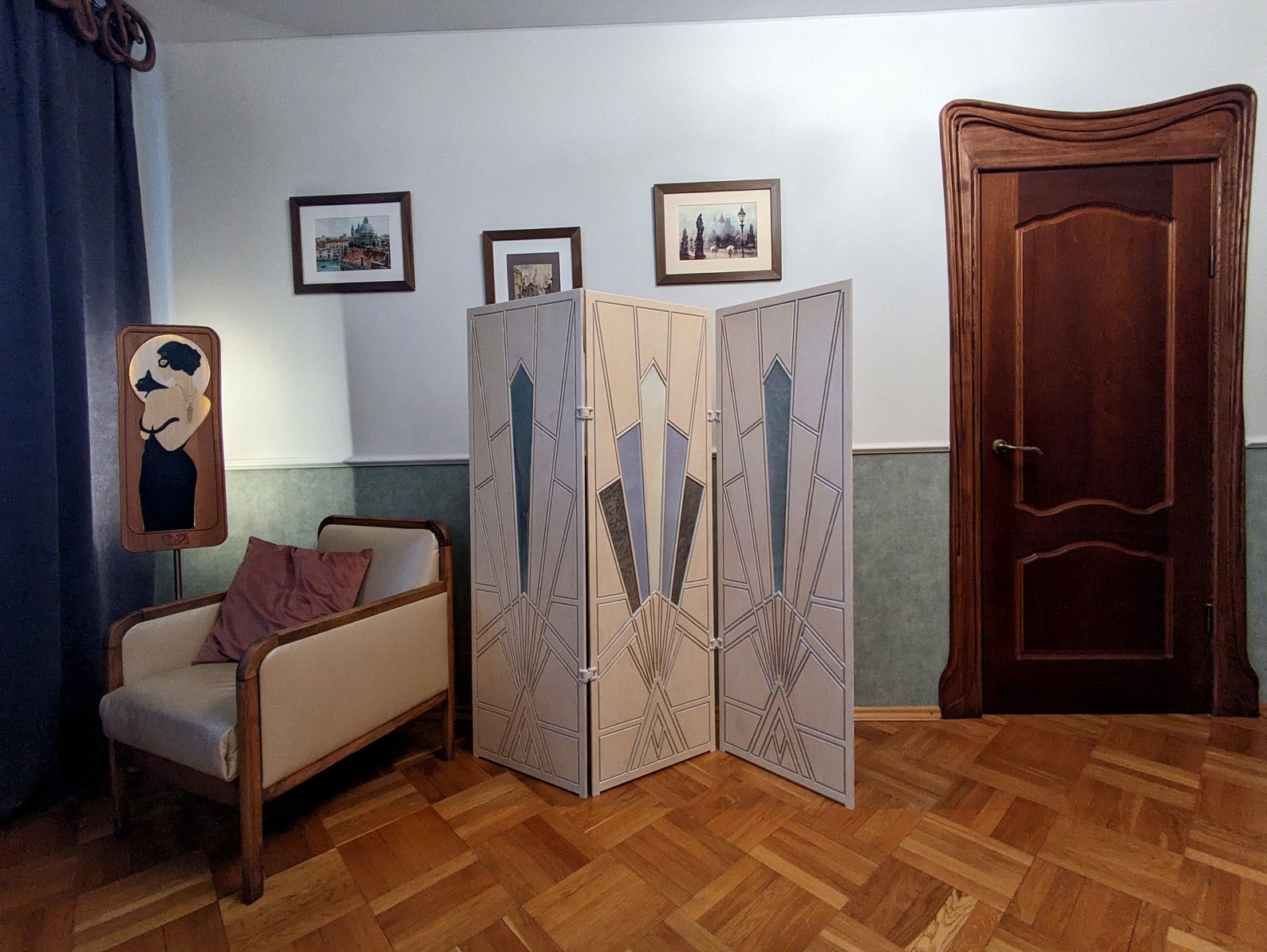 Art Deco Room Divider Folding Screen "snow Queen" (snedronningen) - Etsy