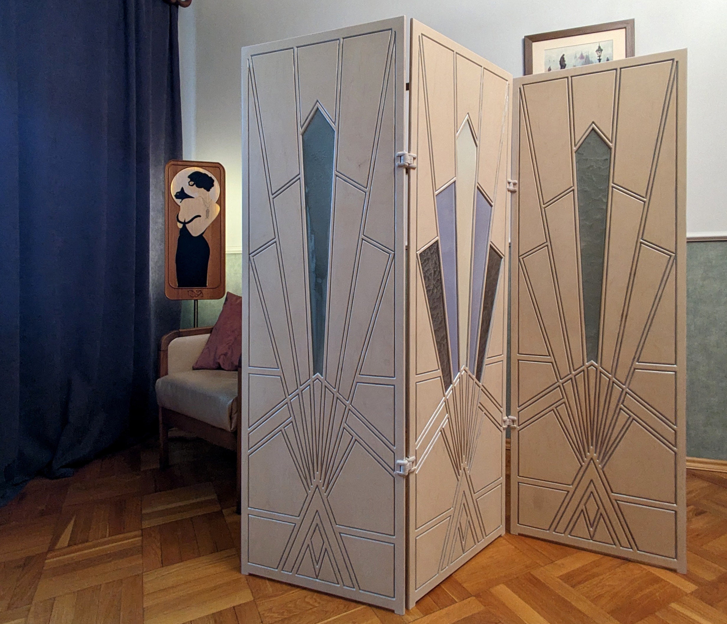 Art Deco Room Divider Folding Screen snow Queen snedronningen - Etsy