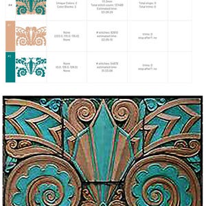 Floral Art Deco Machine Embroidery Pattern #175, Machine Embroidery ...