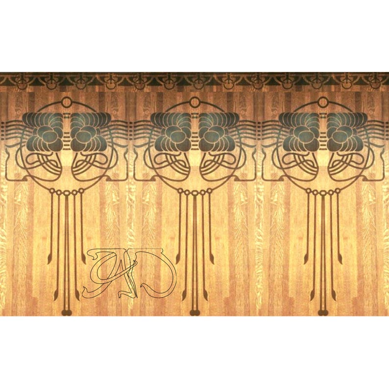 Art Nouveau Wall Stenсil #205 - Stripe Digital Stencil Templates SVG ...