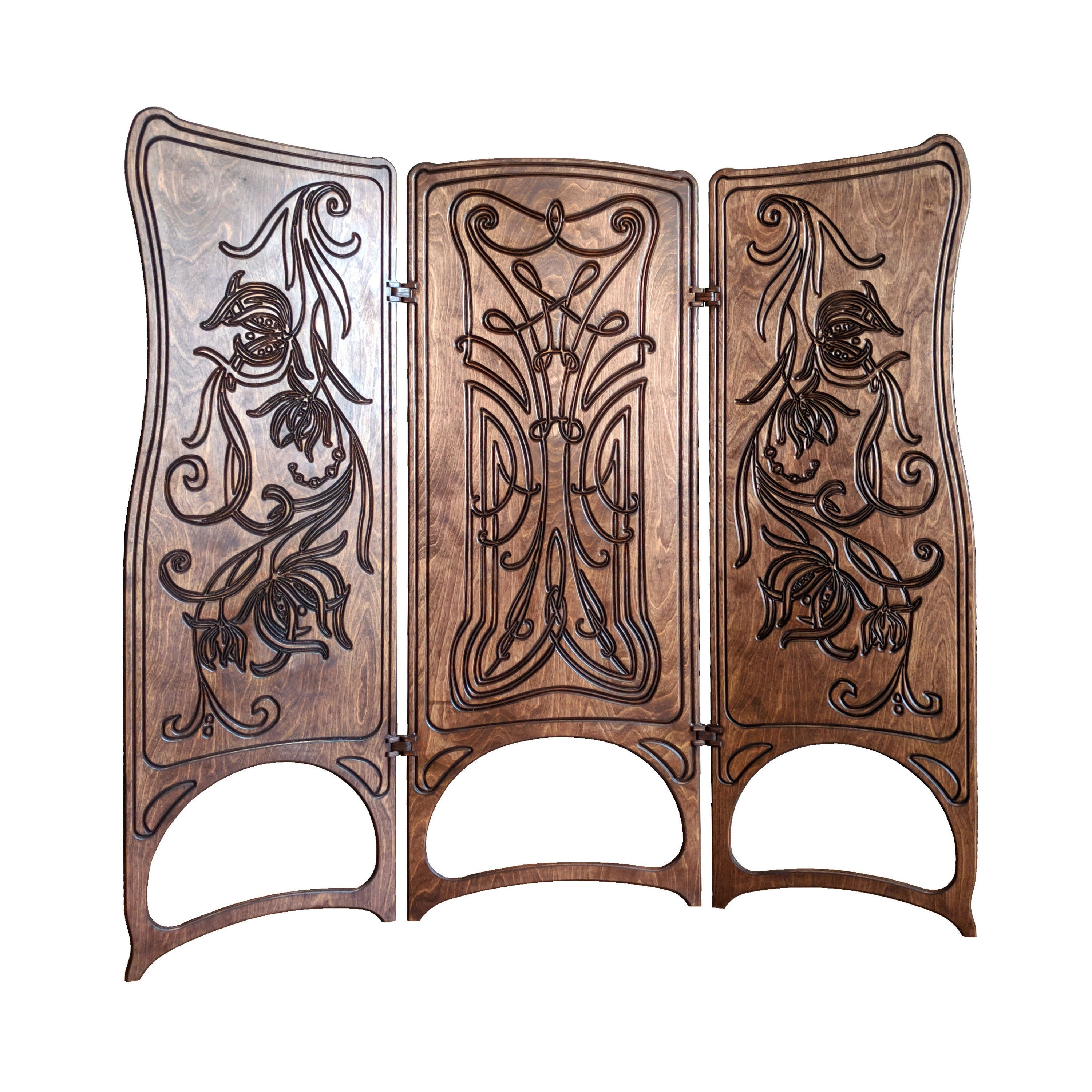 Art Nouveau Wood Folding Screen - Etsy