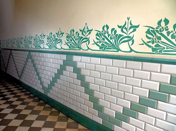 Art Nouveau Wall Stenсil #83 - Stripe Digital Stencil Templates SVG DXF ...