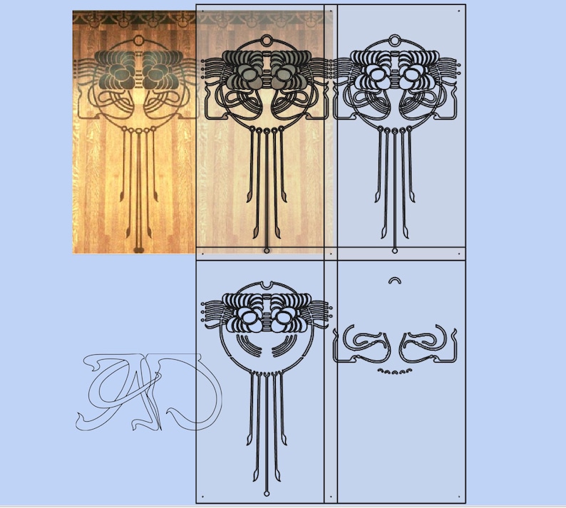 Art Nouveau Wall Stenсil #205 - Stripe Digital Stencil Templates SVG ...