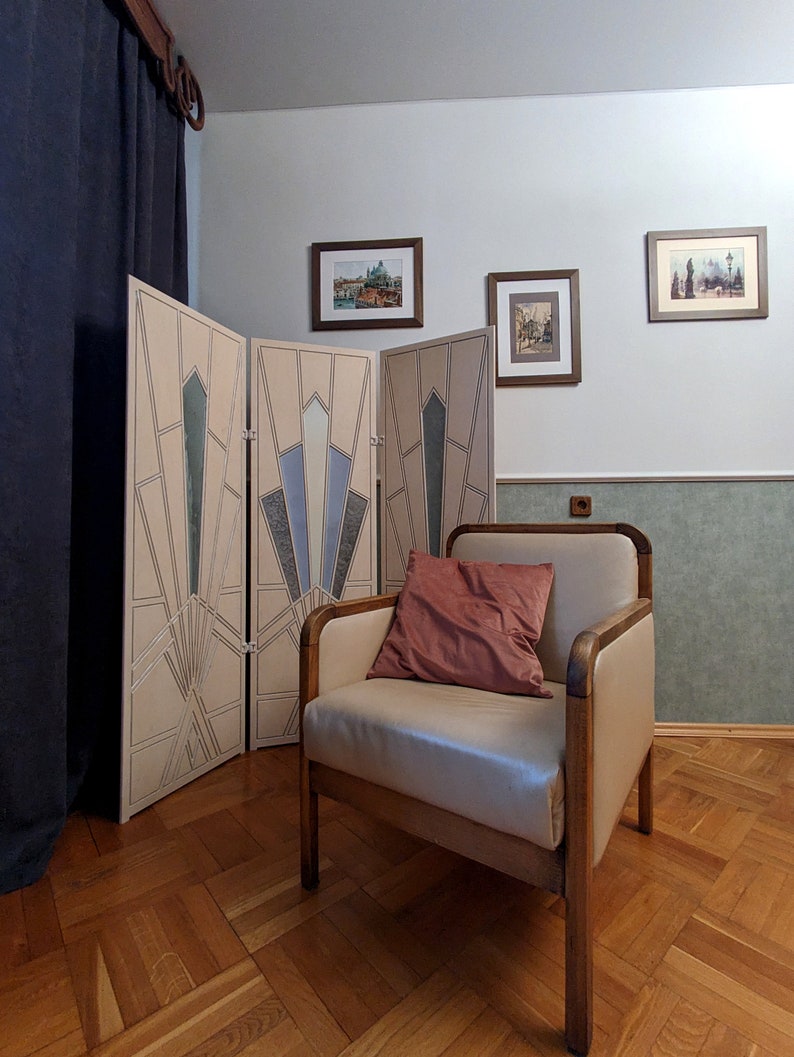 Art Deco Room Divider Folding Screen "snow Queen" (snedronningen) - Etsy