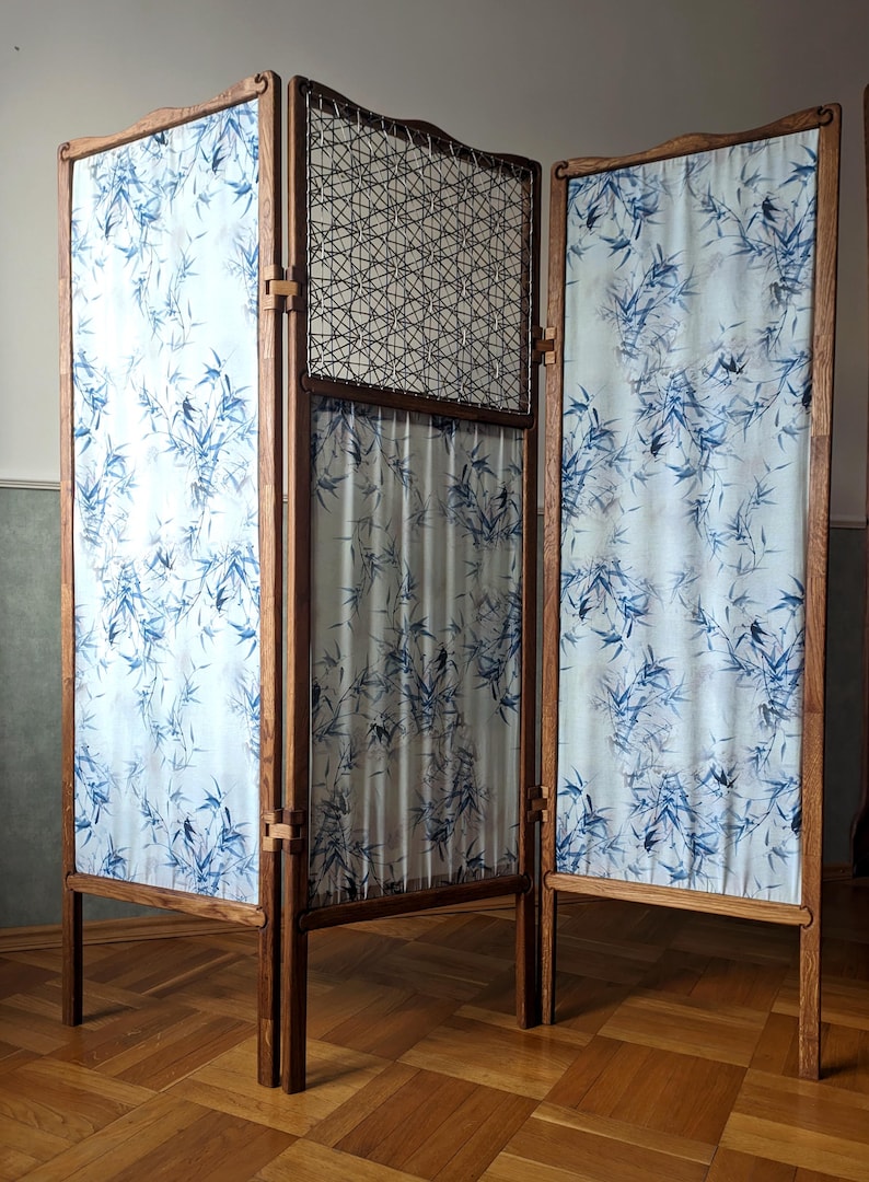A&D Chinese Style Room Divider for Studio Apartment, Weaved Wooden ...