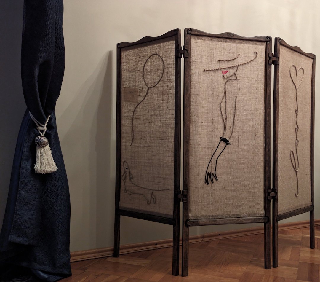 Boho Style Wooden Folding Screen, Room Divider for Studio Apartment ...