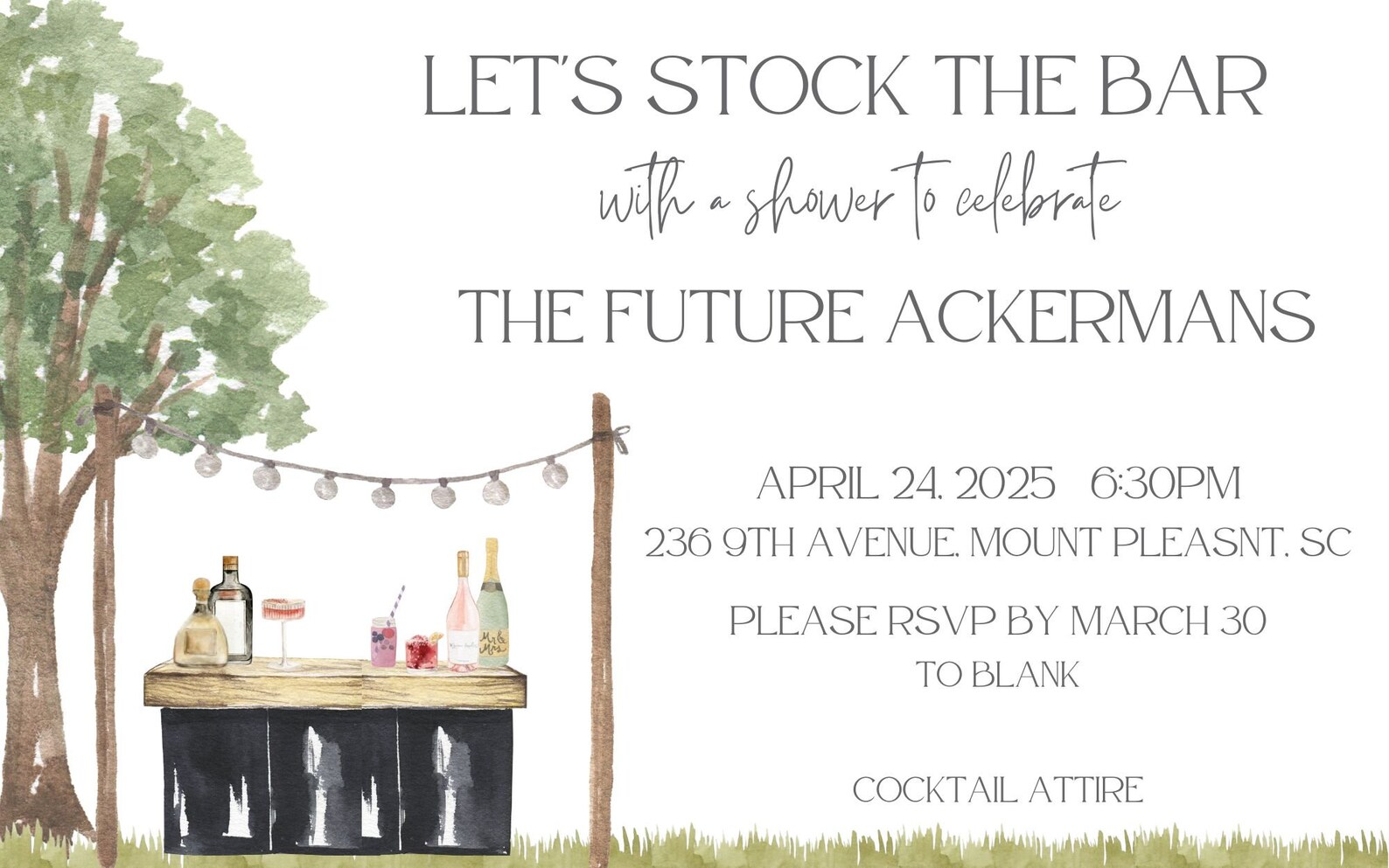 Stock the Bar Invitation, Wedding Shower Invitation, Invitation ...