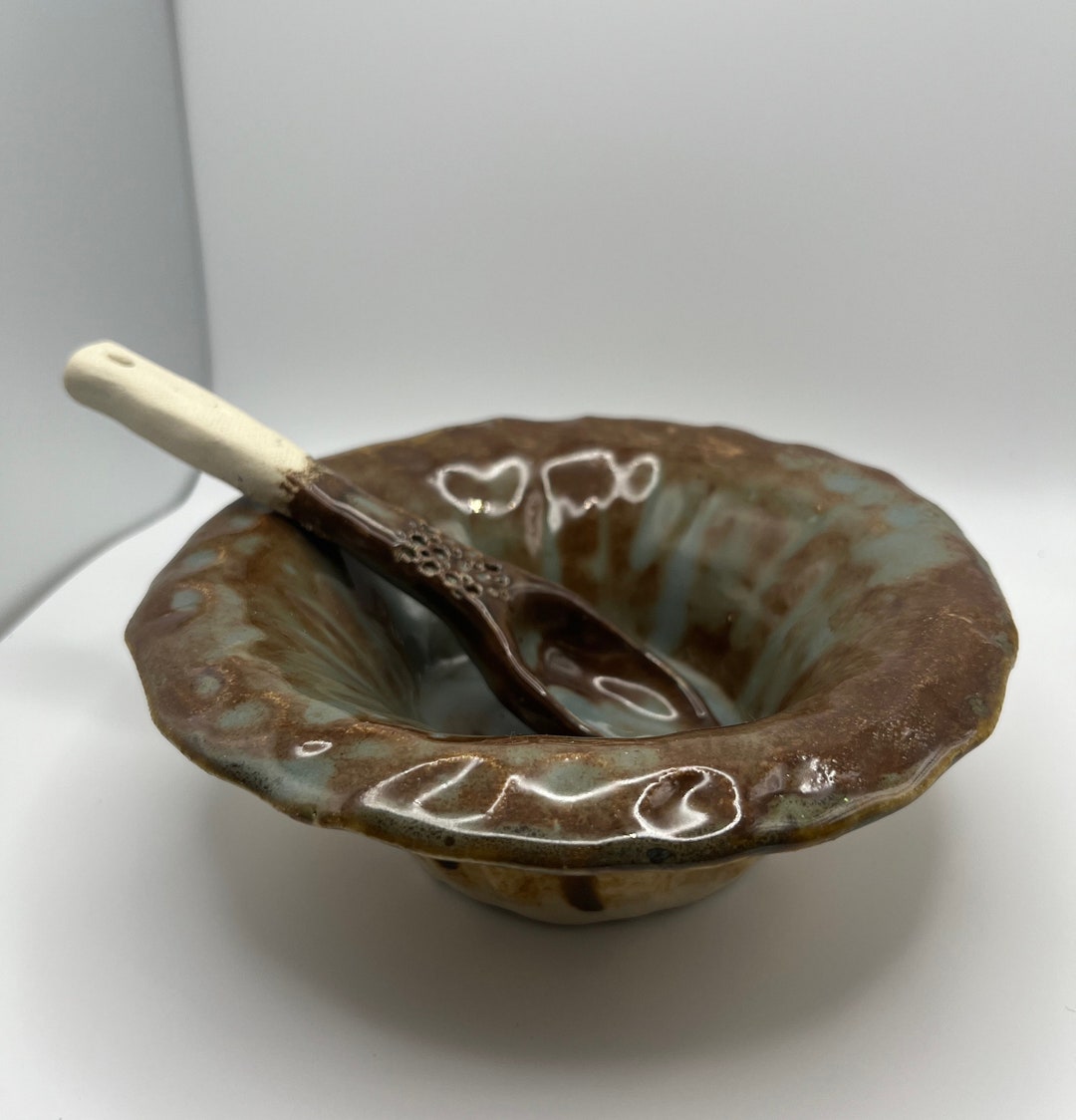 Batik Blue Bowl & Spoon Set - Etsy