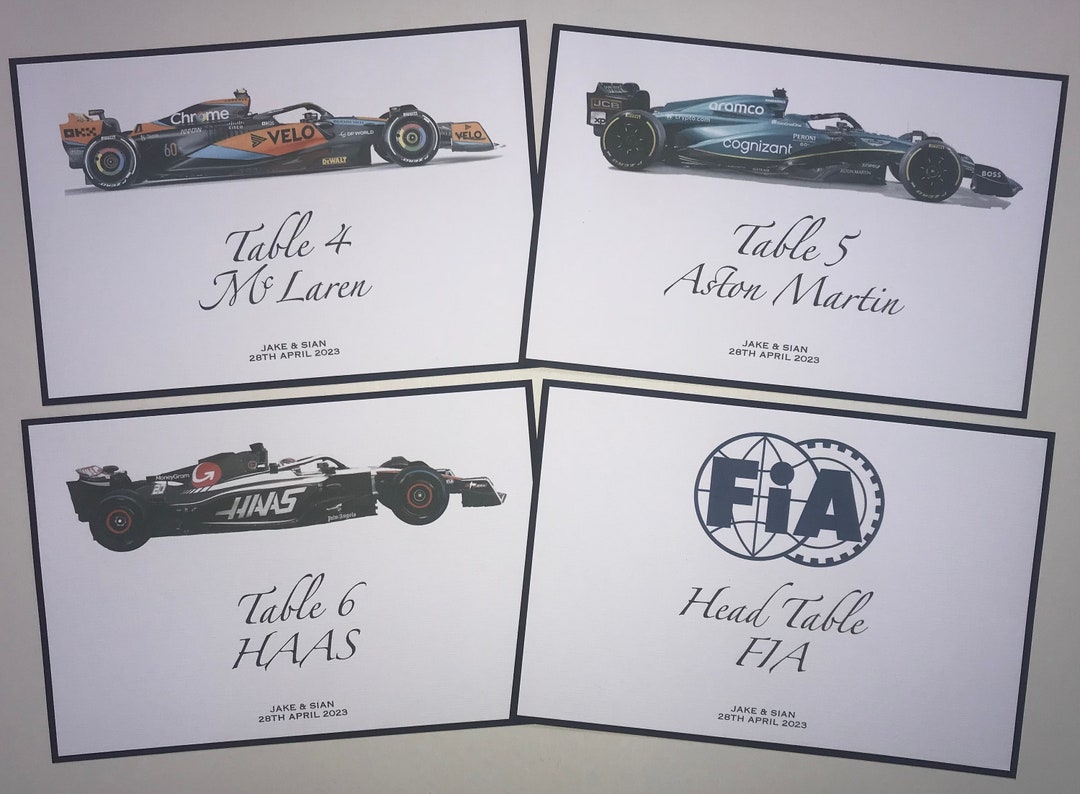 Formula 1 Wedding Table Names / F1 Table Signs / Personalised F1 Teams ...