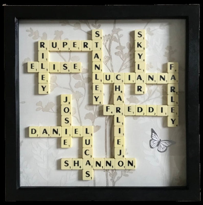 Christmas Family Tree Scrabble Frame, Unique Holiday Gift, up to 20 ...
