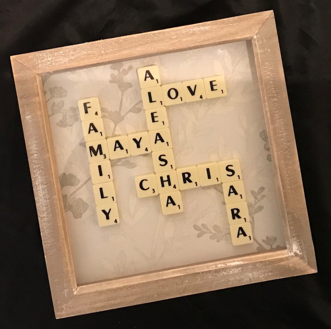 Christmas Scrabble Frame Family Tree Names Scrabble Picture - Etsy