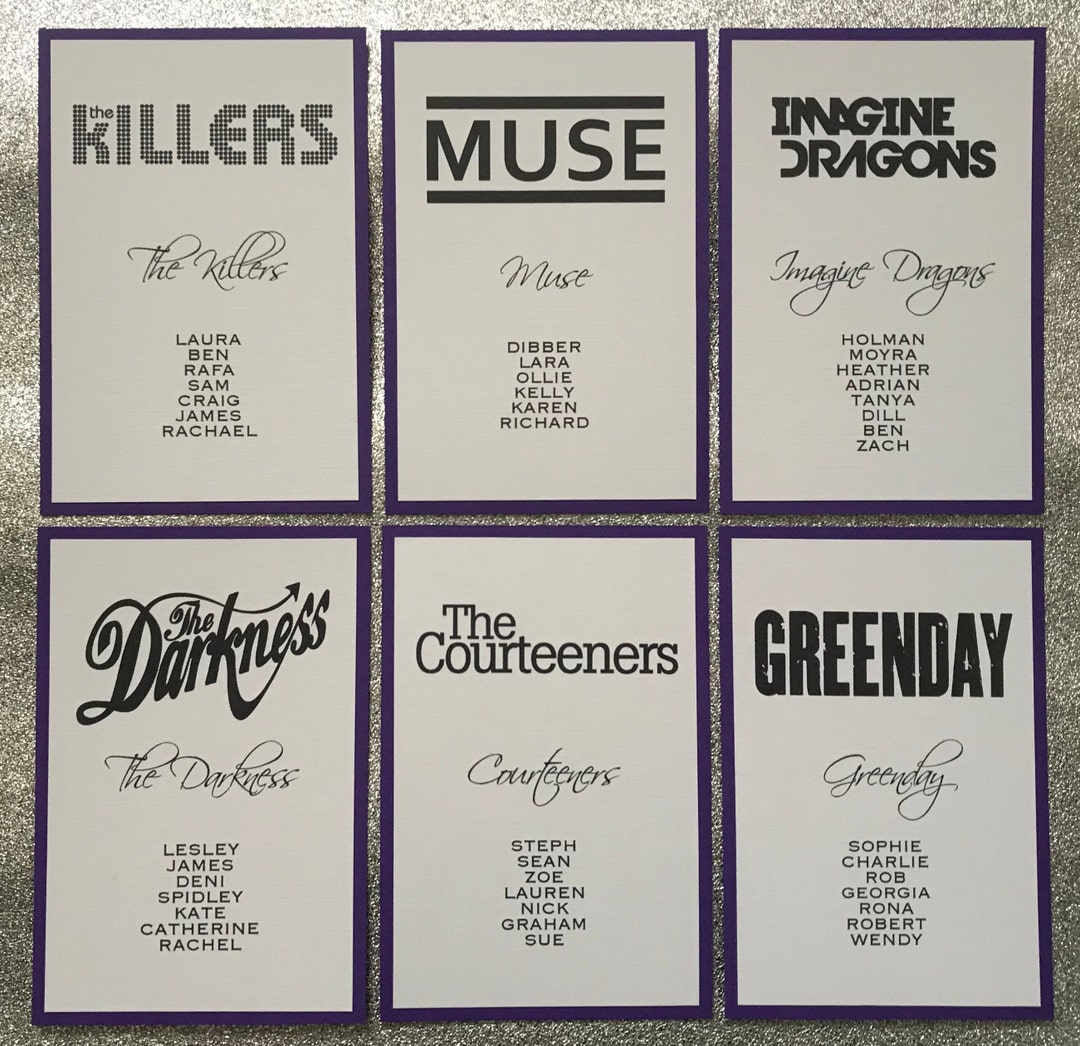 Music Album Table Plan Cards / Music Festival Wedding Table Planner ...