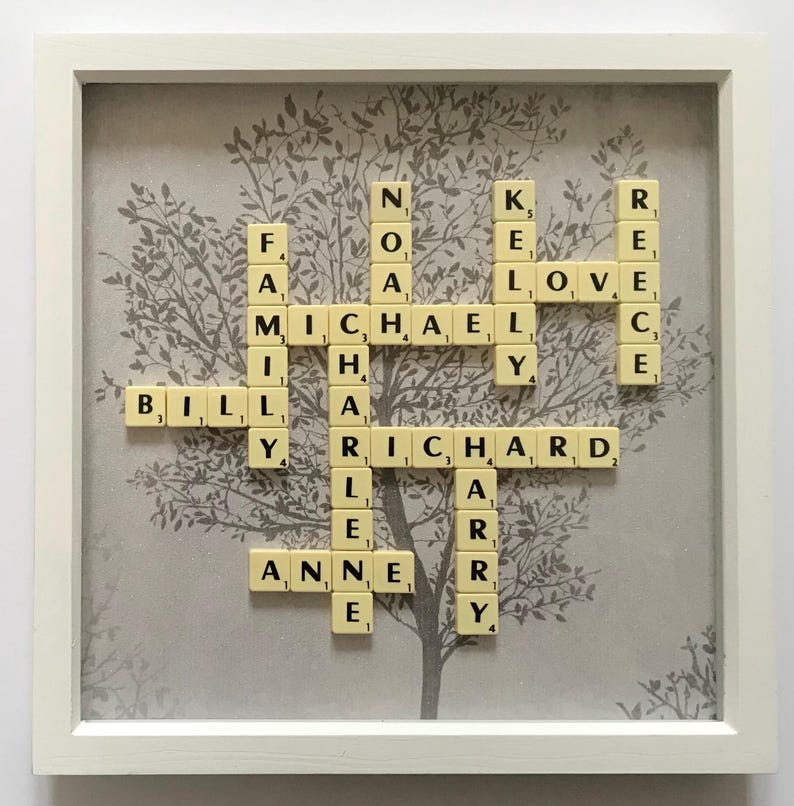 Christmas Family Tree Scrabble Frame, Unique Holiday Gift, up to 20 ...