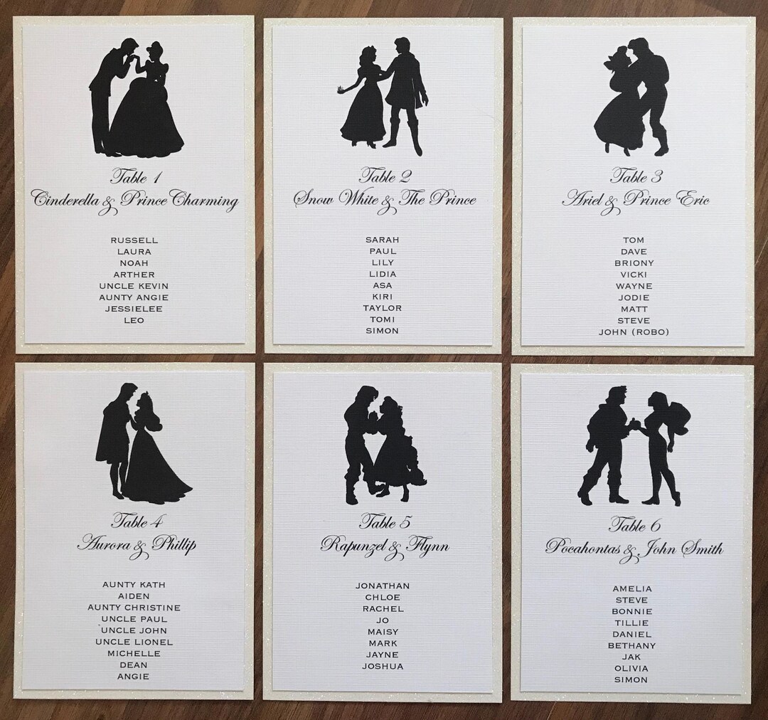 Disney Couples Wedding Seating Chart, Disney Fairytale Table Plan ...