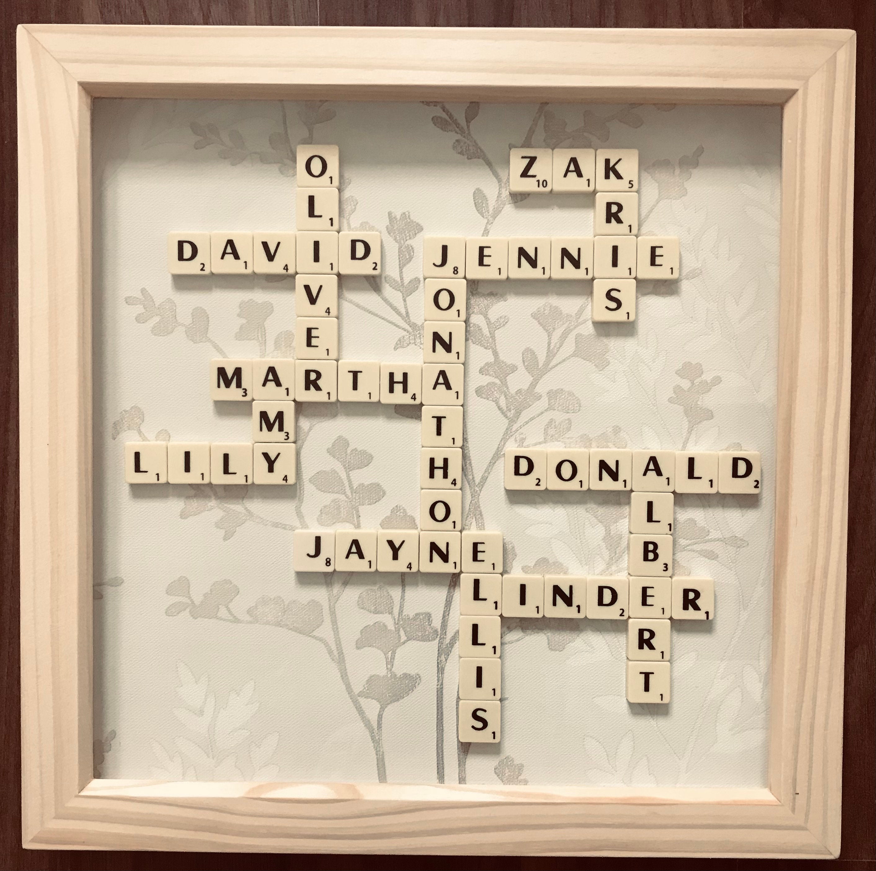 Christmas Family Tree Scrabble Frame, Unique Holiday Gift, up to 20 ...
