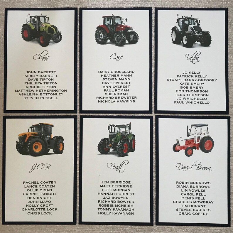 Tractor Seating Chart / Farming Theme Wedding Table Plan Cards / Rustic ...