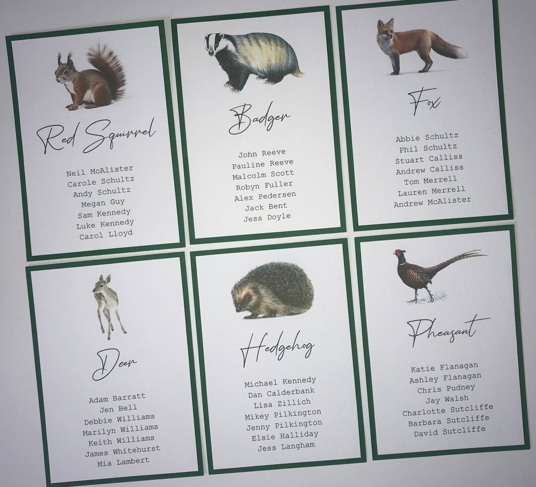 Woodland Animals Bundle, Table Plan & Table Numbers, British Wildlife ...
