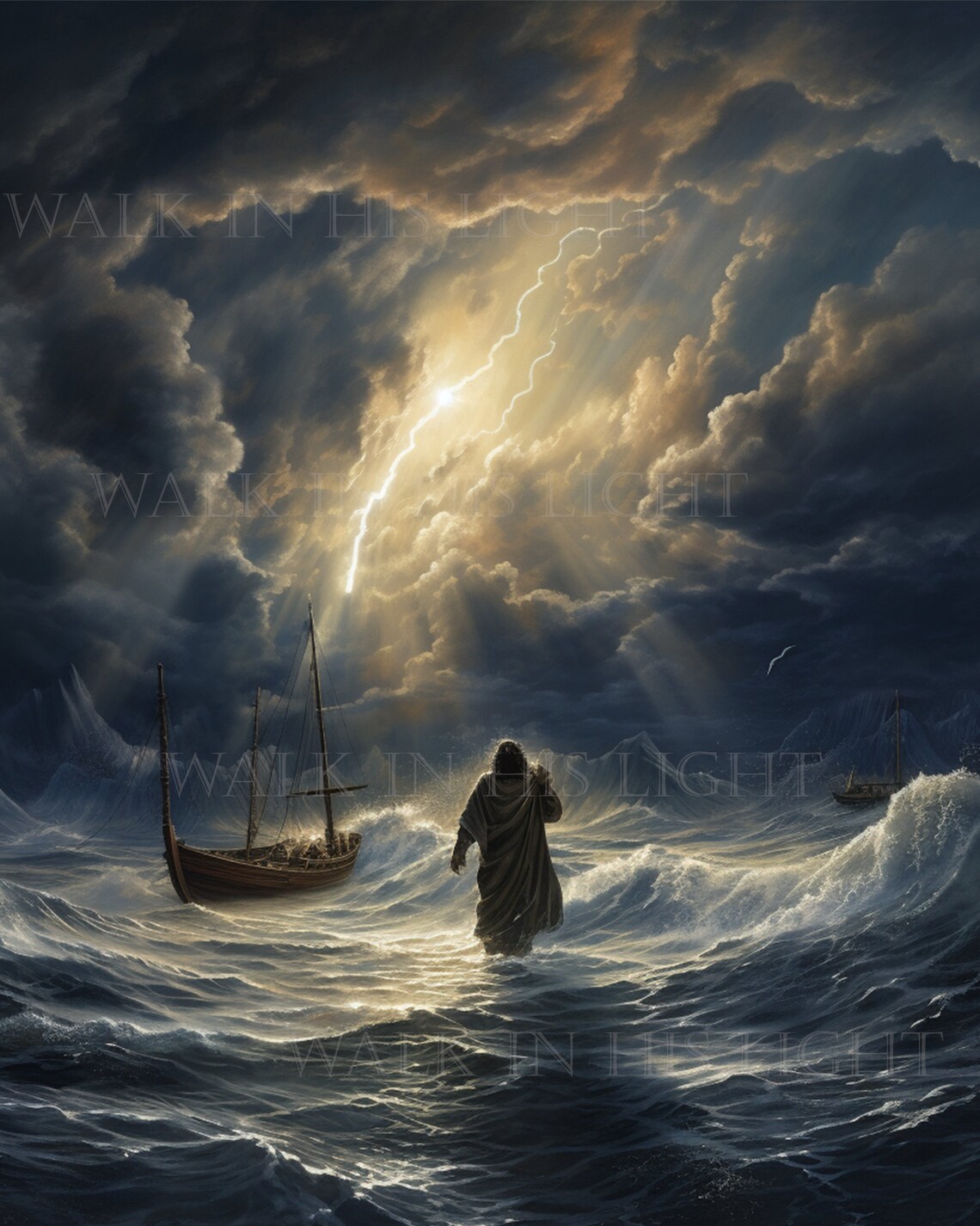 Calming Storms 11x14" Christian Art Painting of Jesus Christ - Etsy