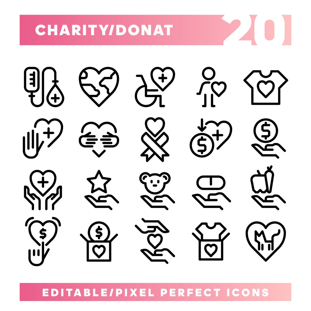 Donation, Line Icon, Pixel Perfect Style - Etsy