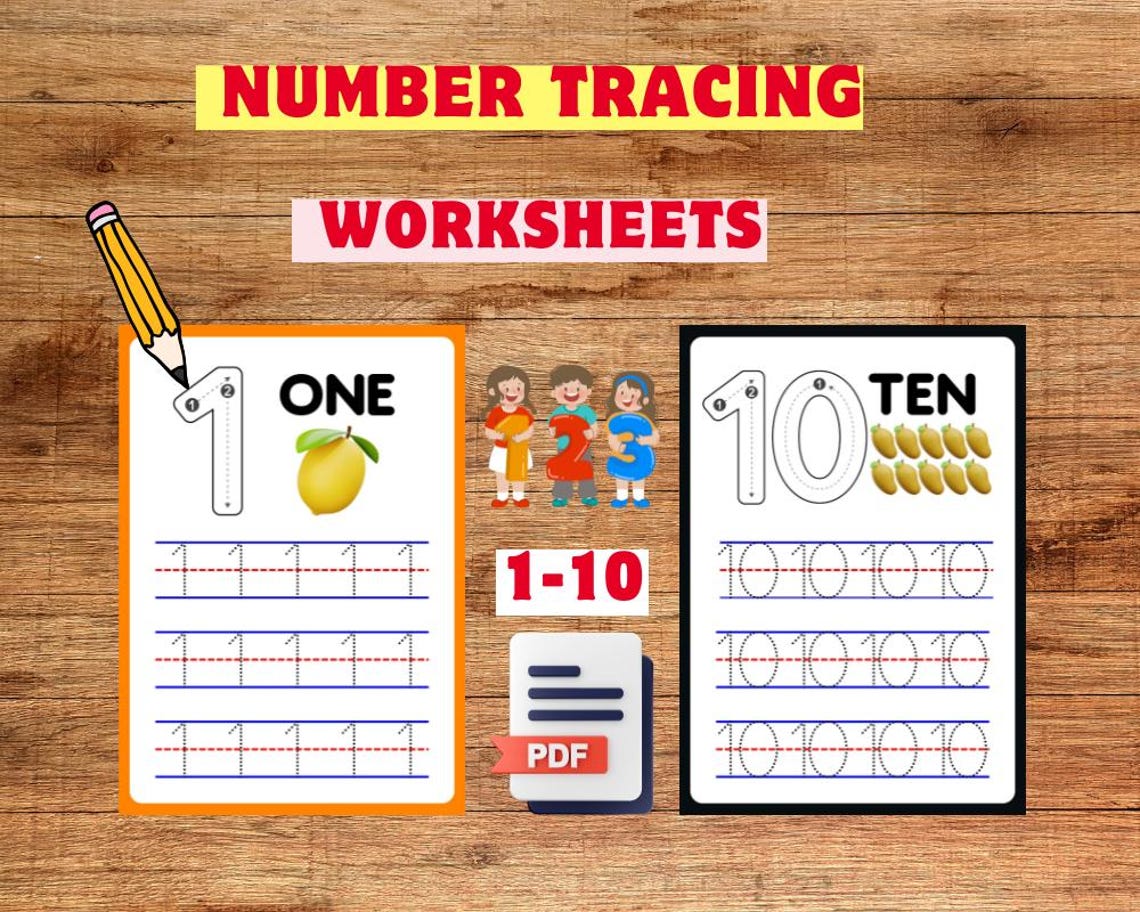 10 Number Tracing Worksheets, Traceable Numbers, Preschool Worksheets ...