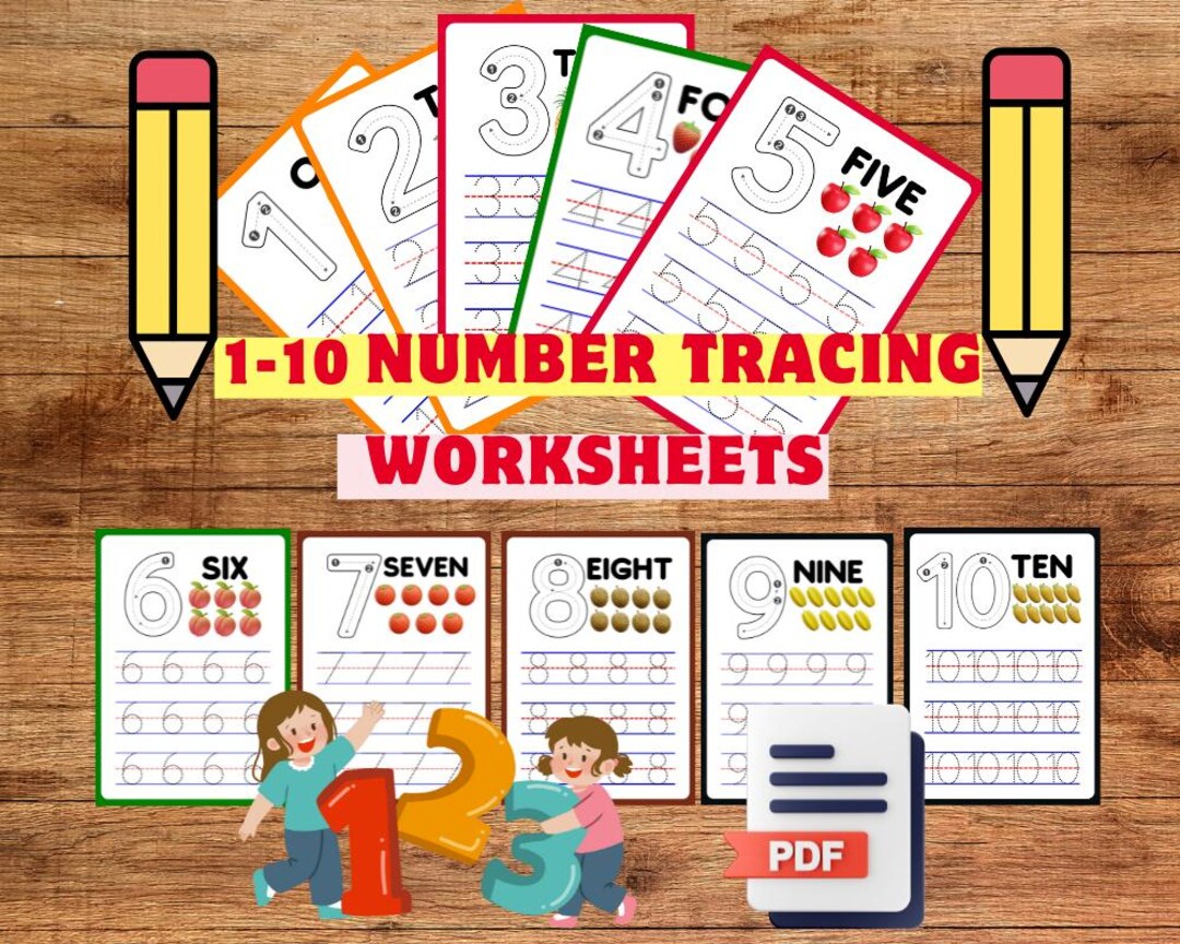 10 Number Tracing Worksheets, Traceable Numbers, Preschool Worksheets ...