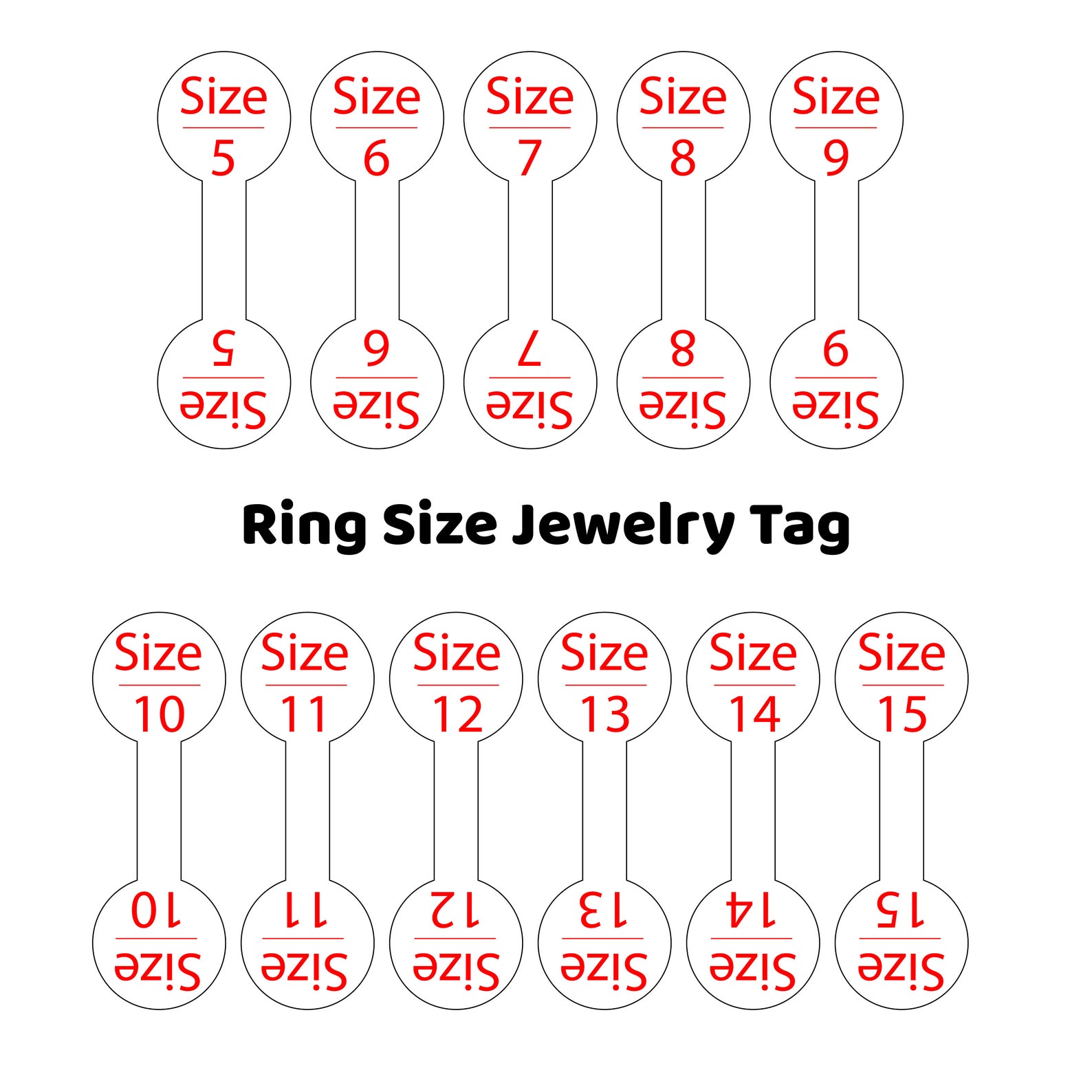 Ring Size Tag Stickers: Jewelry Display Cards (100 PCS) - Etsy