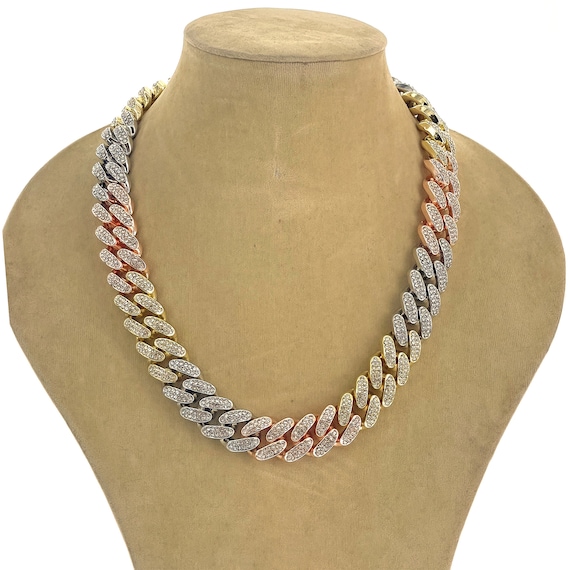 Iced Out Miami Cuban Chain Link 15mm Hip Hop Necklace Bling Iced Out Miami Cuban Chain Link 15mm Hip Hop Necklace Bling